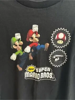 Nintendo | Shirts | Nintendo Black Super Mario Bros Tee With Red And ...